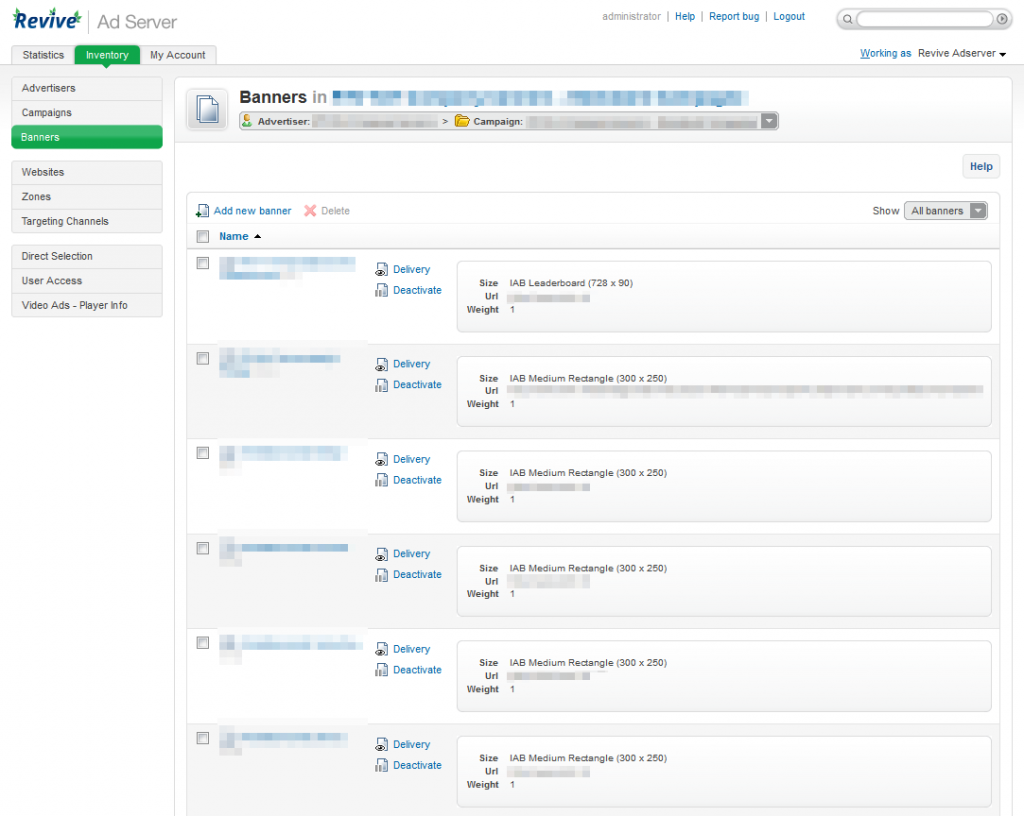 Screenshots of Revive Adserver version 3.0.0