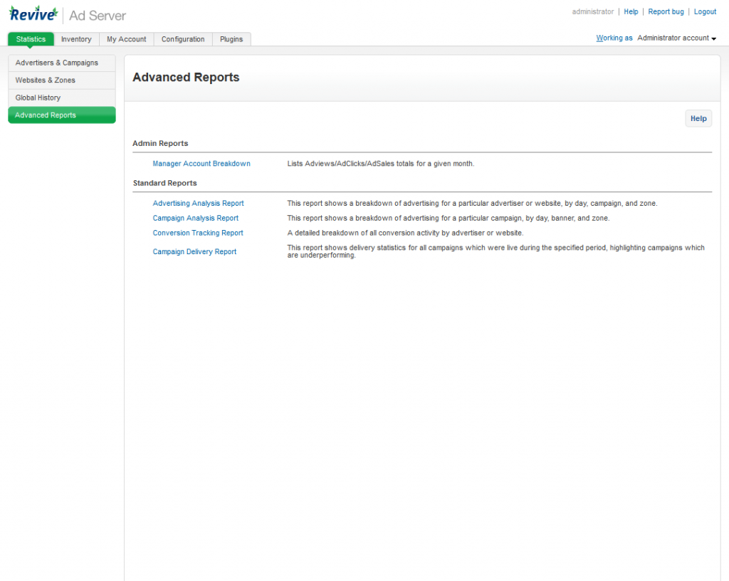 Screenshots of Revive Adserver version 3.0.0