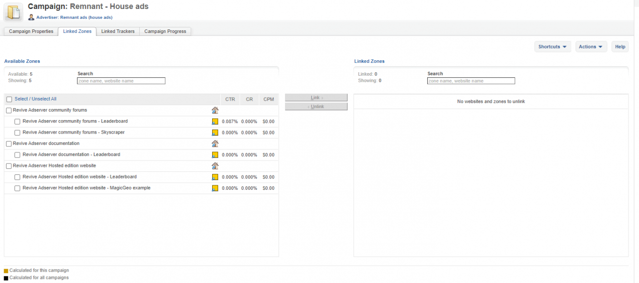 How to link a campaign to zones in Revive Adserver