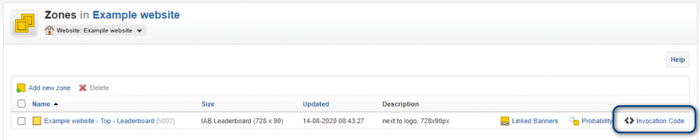 How to Create Zone Invocation Code in Revive Adserver